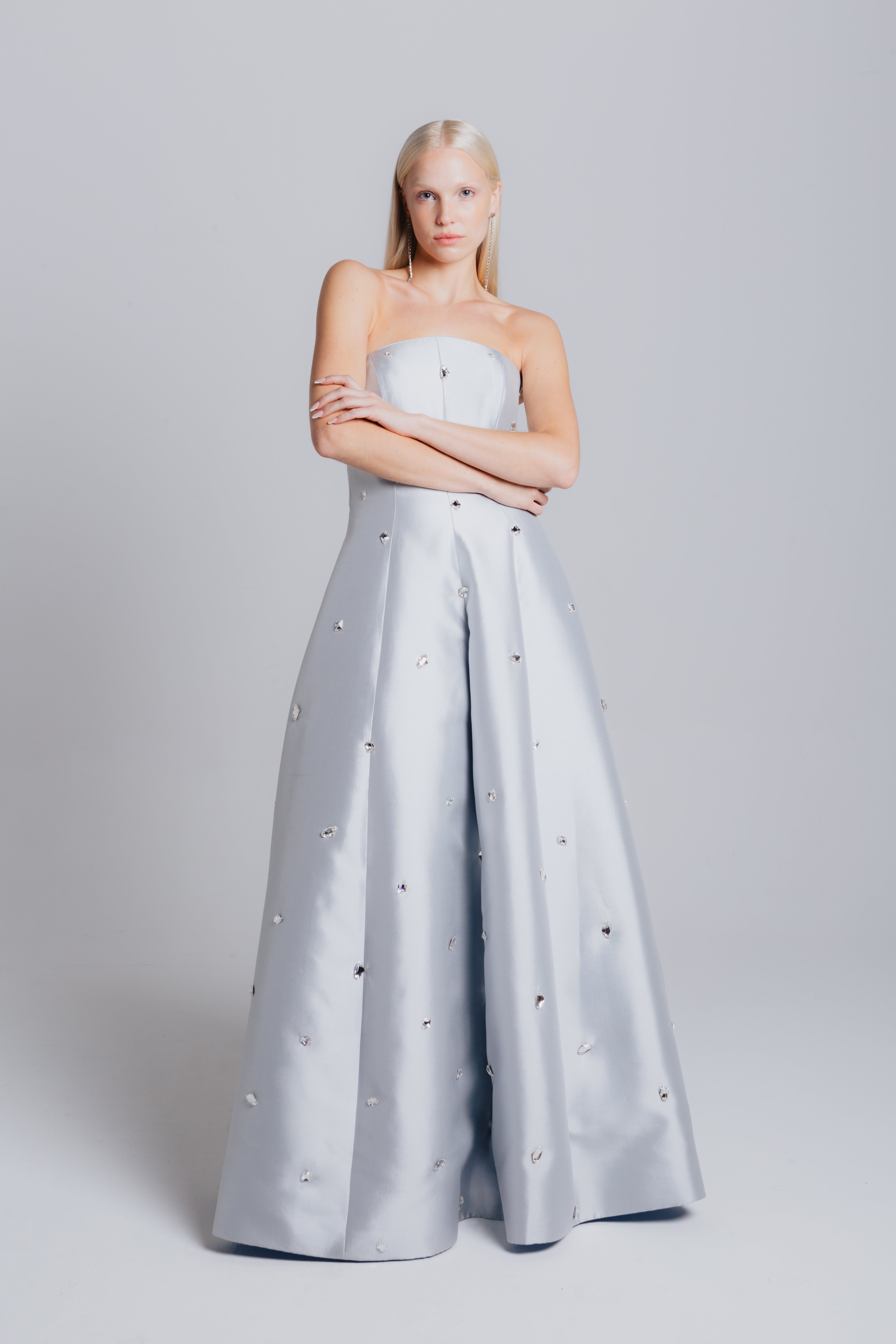 Strapless Van Der Rohe Gown with Scattered Cosmic Gems – Catherine Regehr